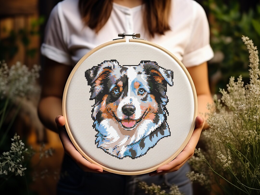 Australian Shepherd Cross Stitch Pattern - Aussie - Dog - Embroidery ...