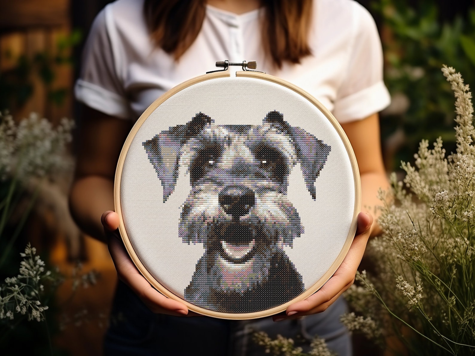 Schnauzer Cross Stitch Pattern - Dog - Embroidery - Digital Download ...