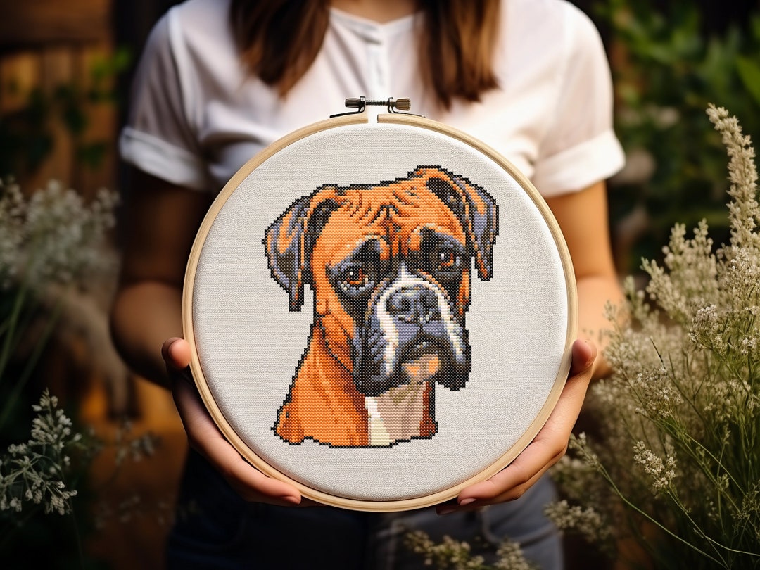 Boxer Cross Stitch Pattern - Dog - Embroidery - Digital Download - PDF ...