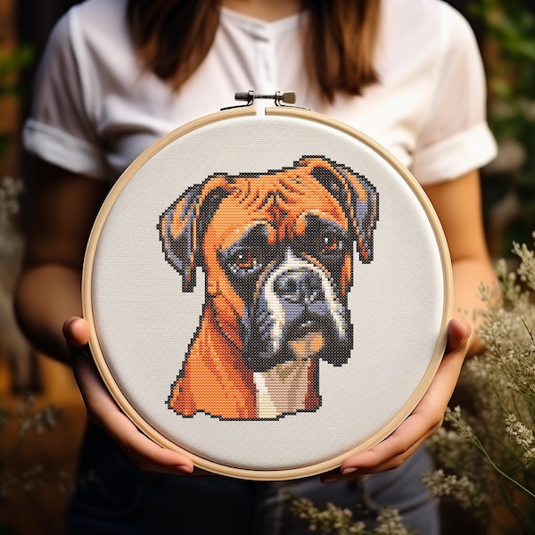 Boxer Dog Embroidery - Etsy