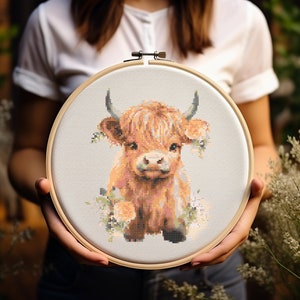 Highland Cow Cross Stitch Pattern - Cow - Embroidery - Digital Download ...