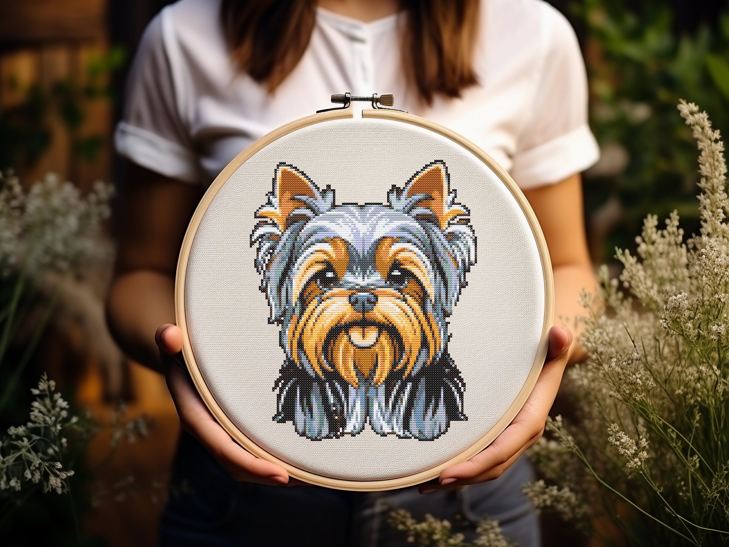 Yorkshire Terrier Cross Stitch Pattern - Yorkie - Dog - Embroidery ...