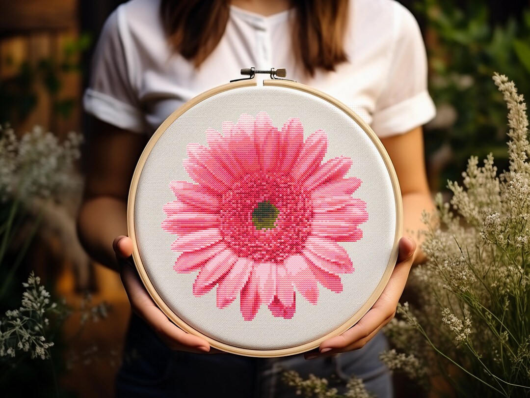 Gerbera Daisy Cross Stitch Pattern - Flower - Floral - Embroidery ...