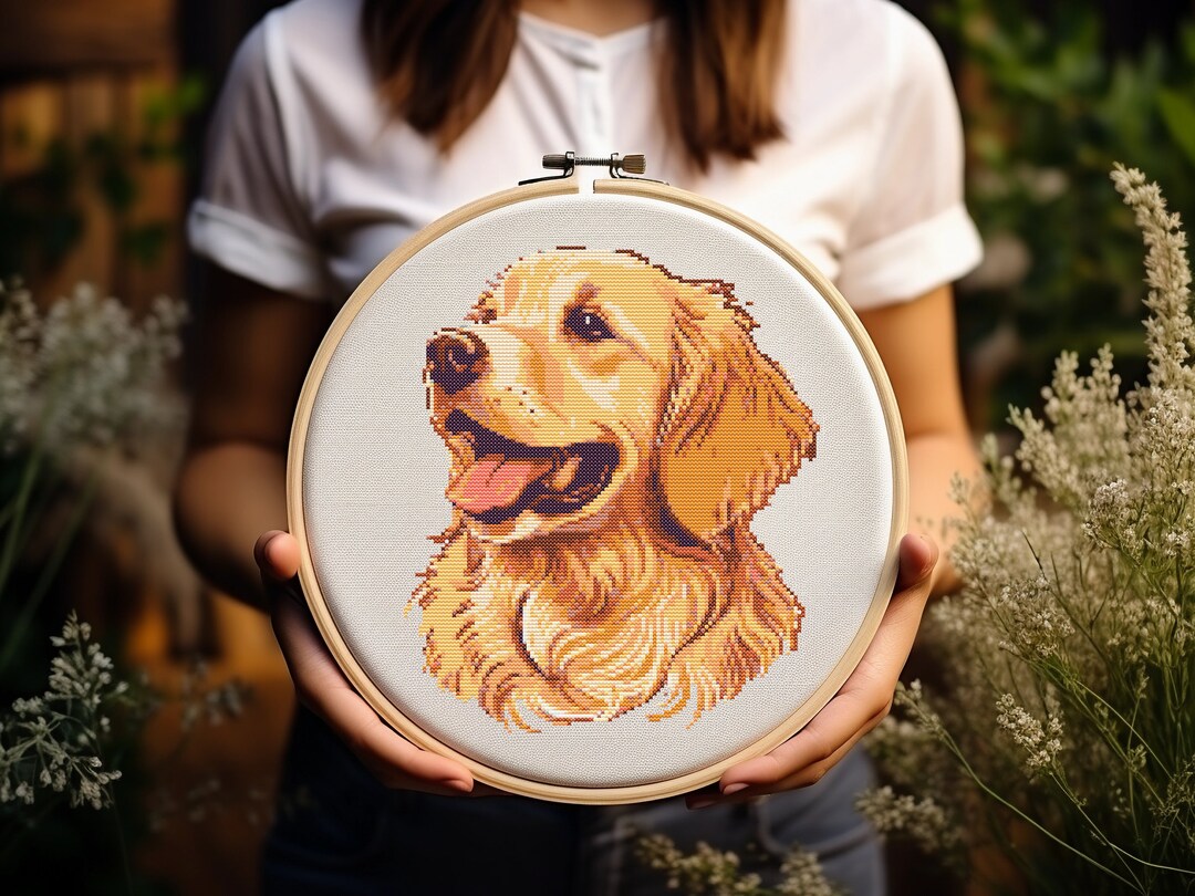 Golden Retriever Cross Stitch Pattern - Dog - Embroidery - Digital ...