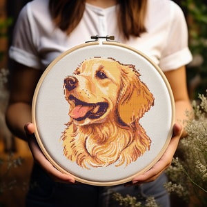 Golden Retriever Cross Stitch Pattern Dog Embroidery Digital Download ...