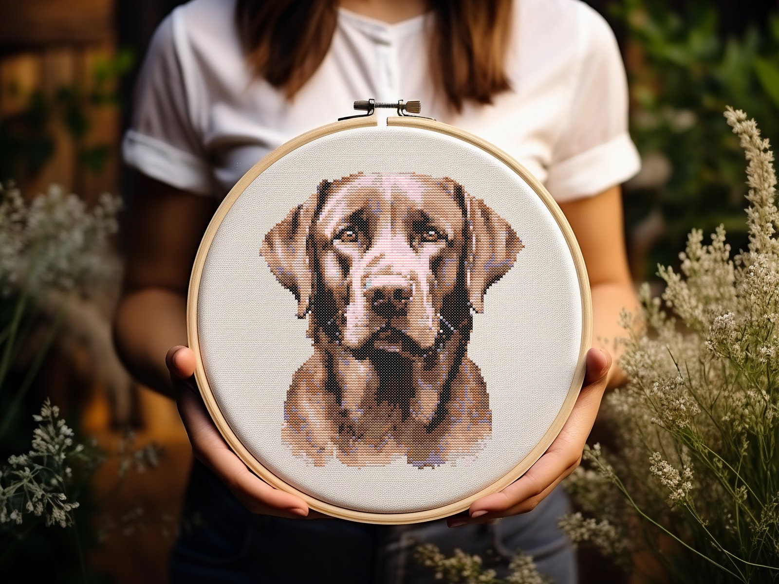 Labrador - Cross Stitch Pattern - Dog - Lab - Chocolate Labrador ...