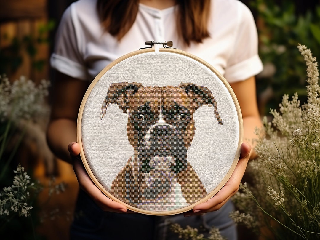 Boxer Cross Stitch Pattern - Dog - Embroidery - Digital Download - PDF ...
