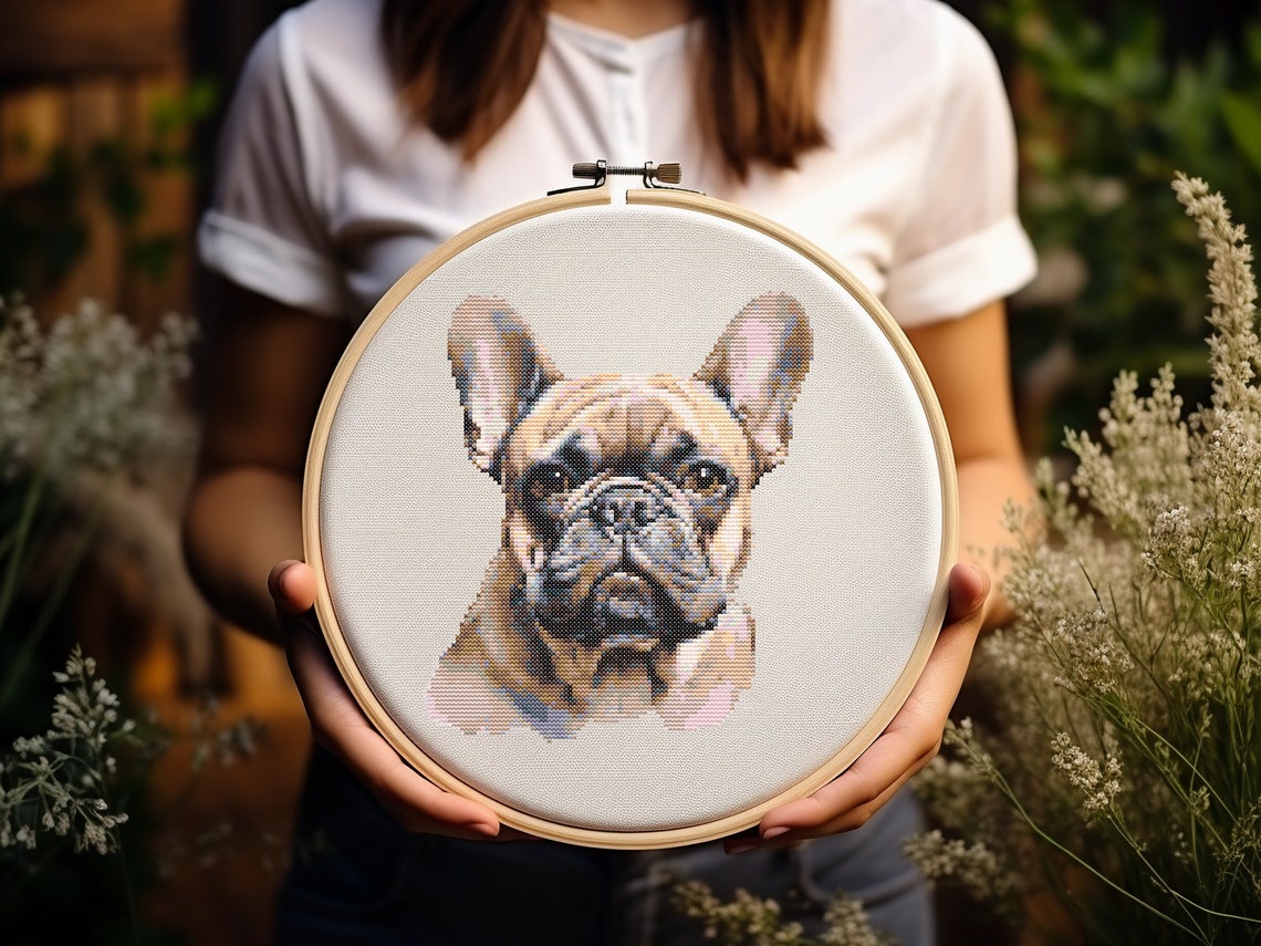French Bulldog - Cross Stitch Pattern - Dog - Frenchie - Embroidery ...