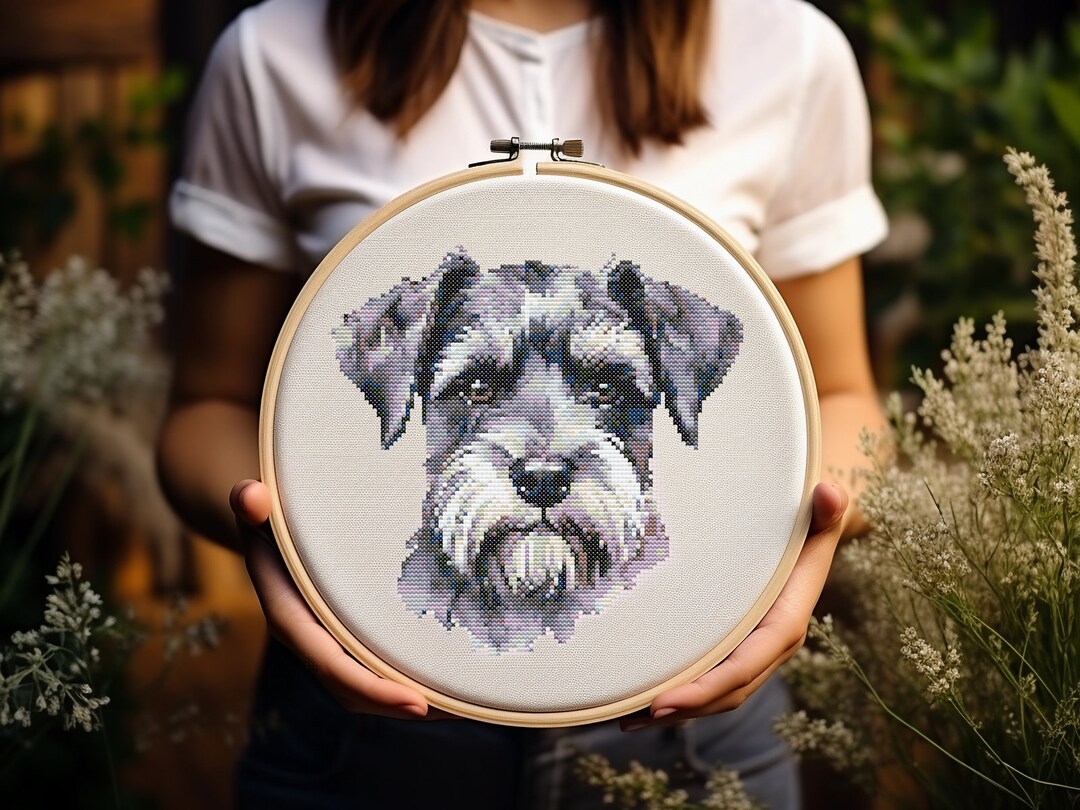 Schnauzer - Cross Stitch Pattern - Dog - Embroidery - Digital Download ...