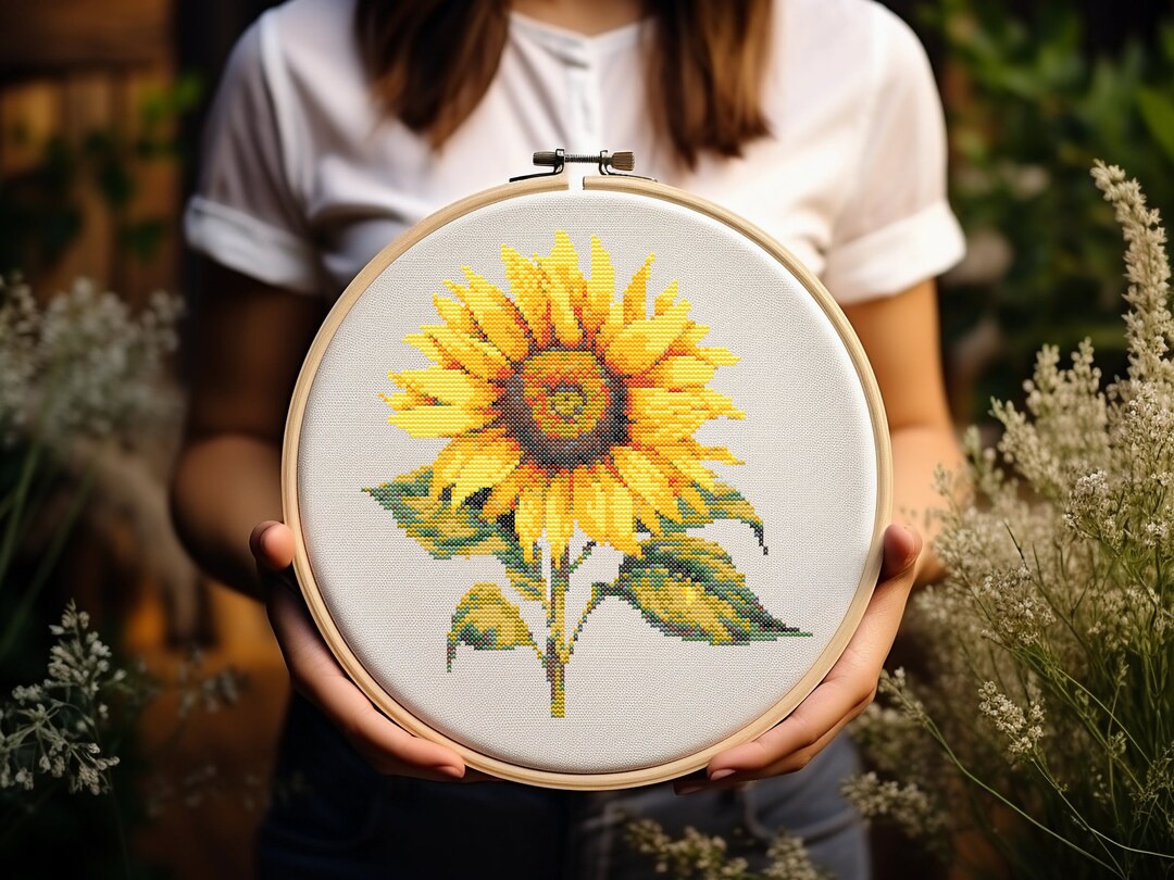 Sunflower Cross Stitch Pattern - Flower - Floral - Embroidery - Digital ...