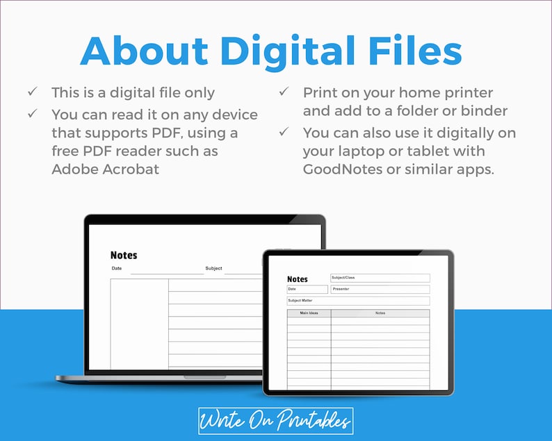 Study Notes Printable Pack Minimalist Notepaper in Five Colors and ...