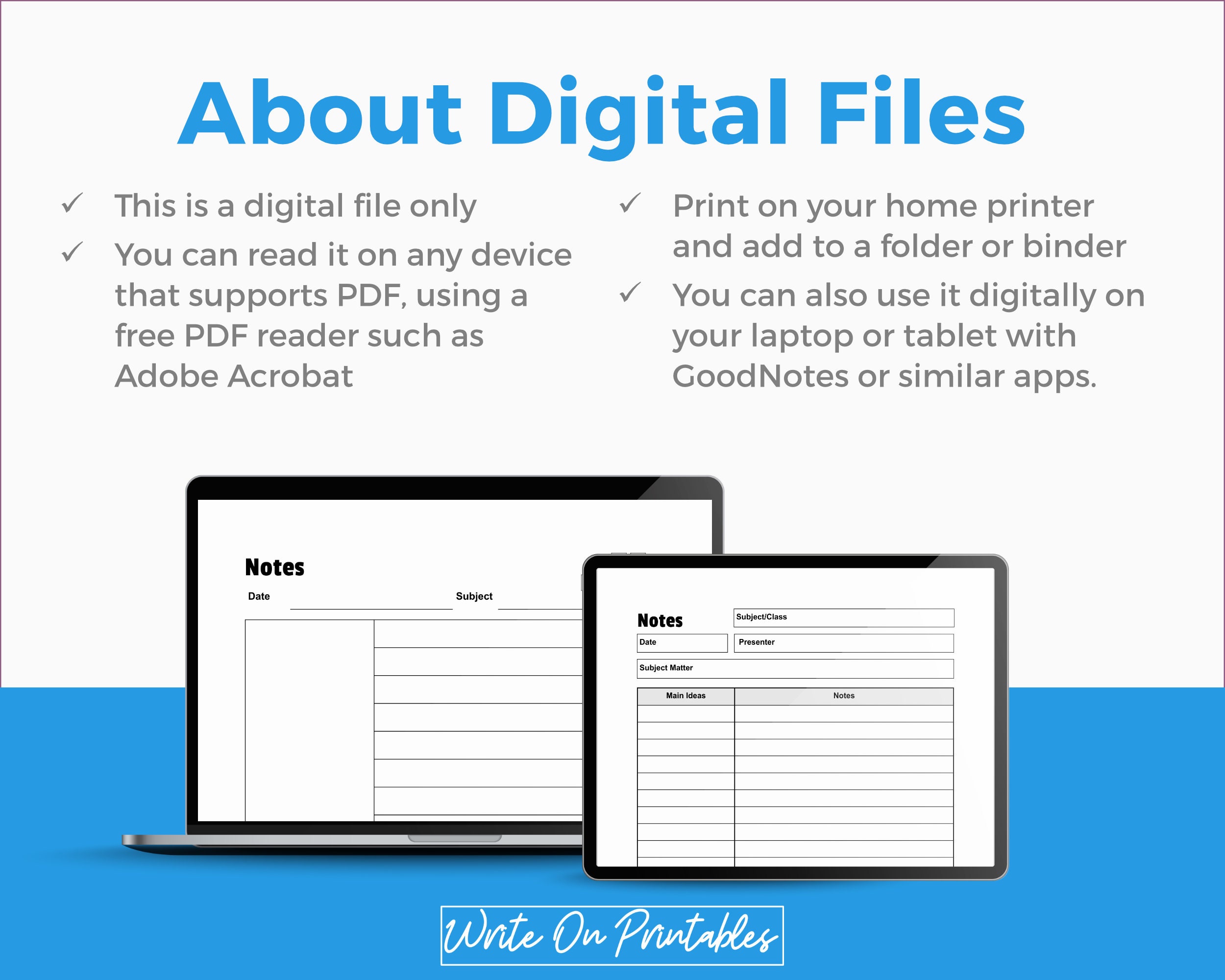 Study Notes Printable Pack Minimalist Notepaper in Five Colors and ...