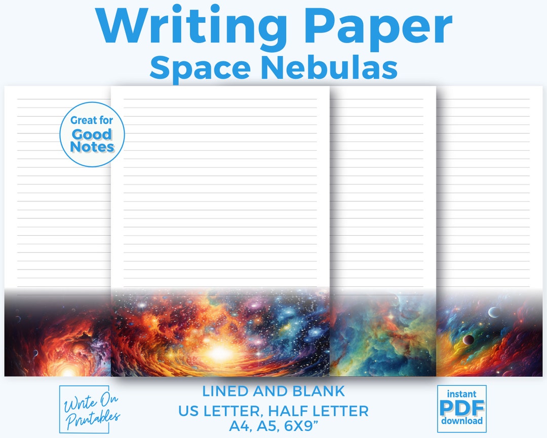 Space Nebulas Printable Stationery Set Cosmic-themed Writing Pages ...