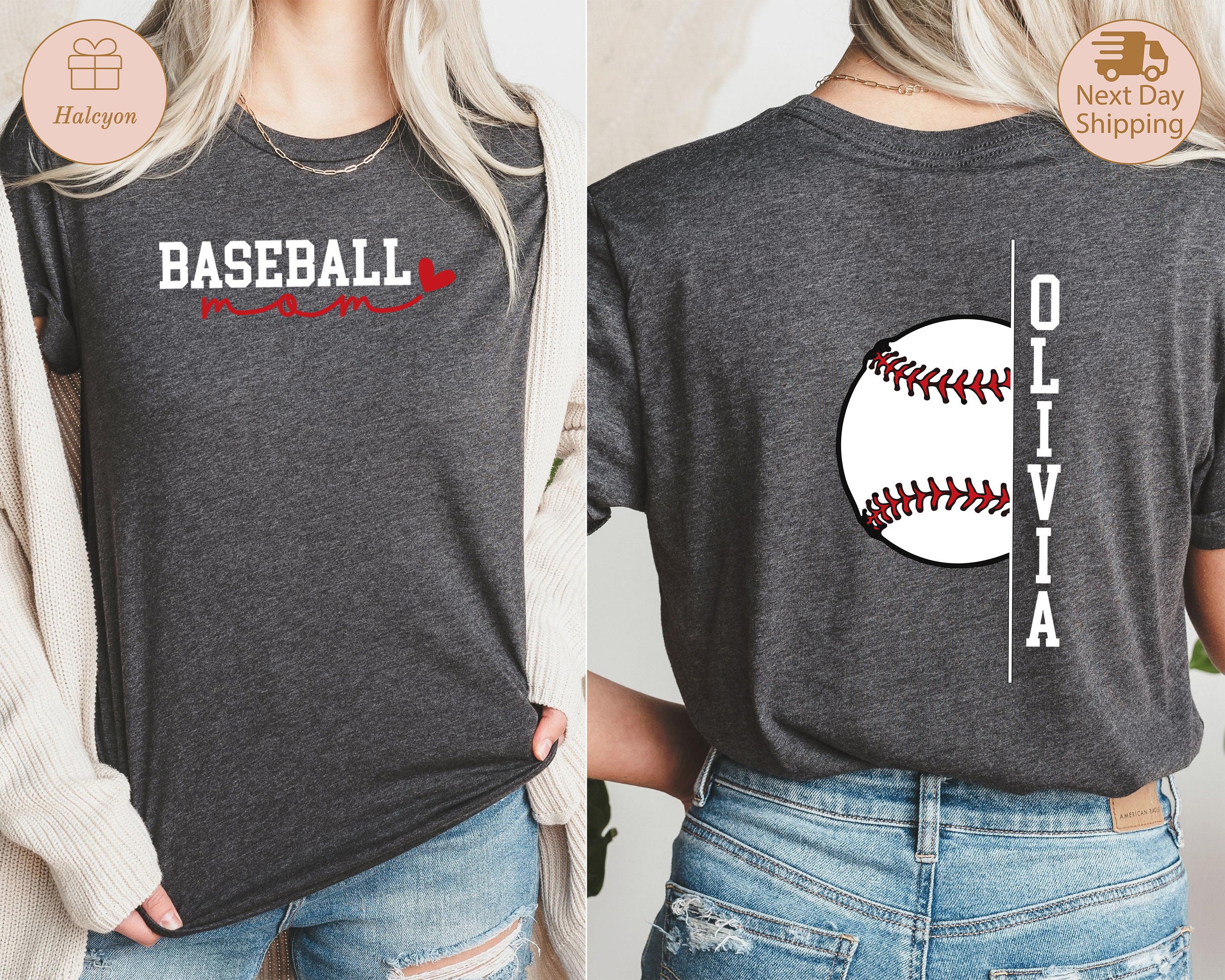 Custom Baseball Mom Shirt, Personalized Mom Baseball Tee, Baseball Top ...