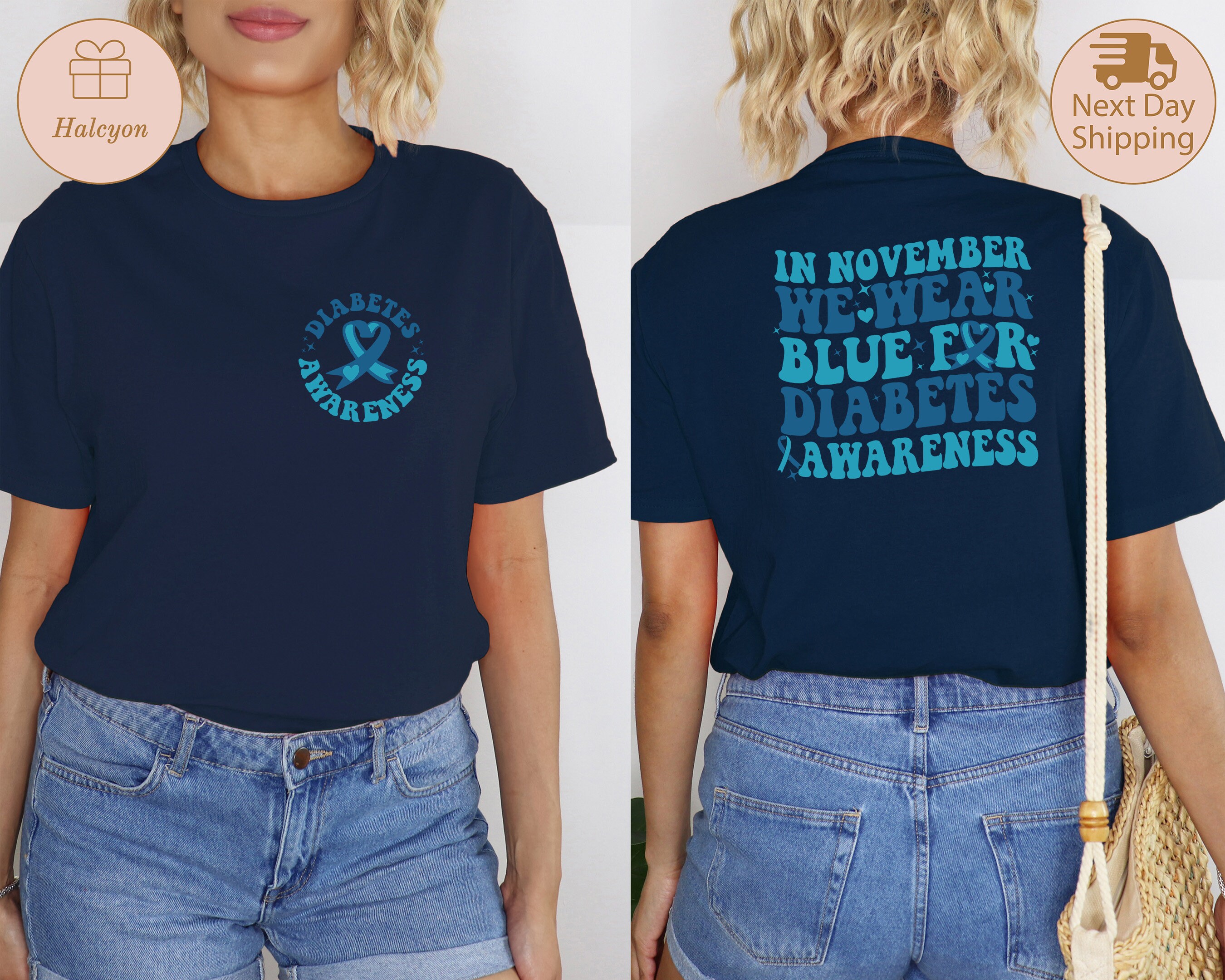 Diabetes Awareness Shirt, Diabetic Life Tshirt, Blue Ribbon Shirt ...