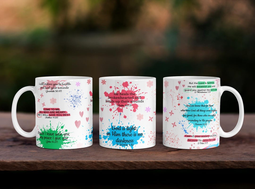 Watercolor Bible Verse Mug, Cute Believer Coffee Cup, Religious Tea Cup ...