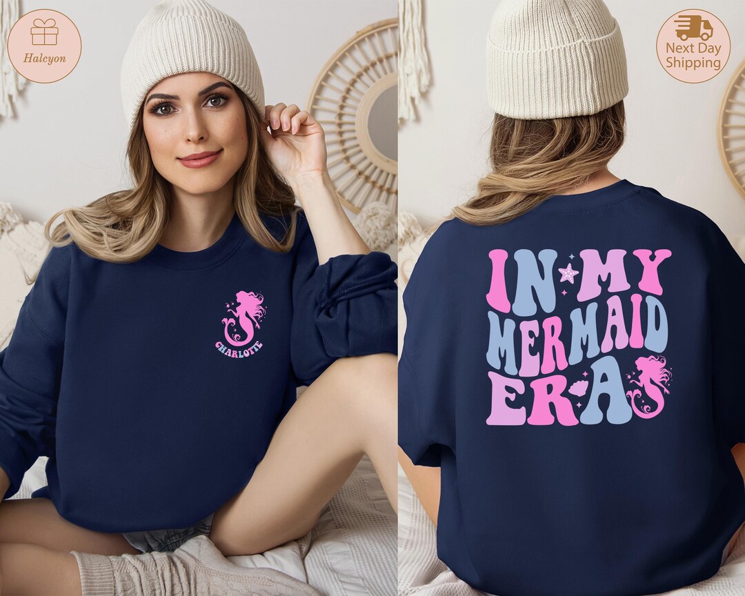 Custom in My Mermaid Era Sweatshirt, Personalized Mermaid Birthday Girl ...
