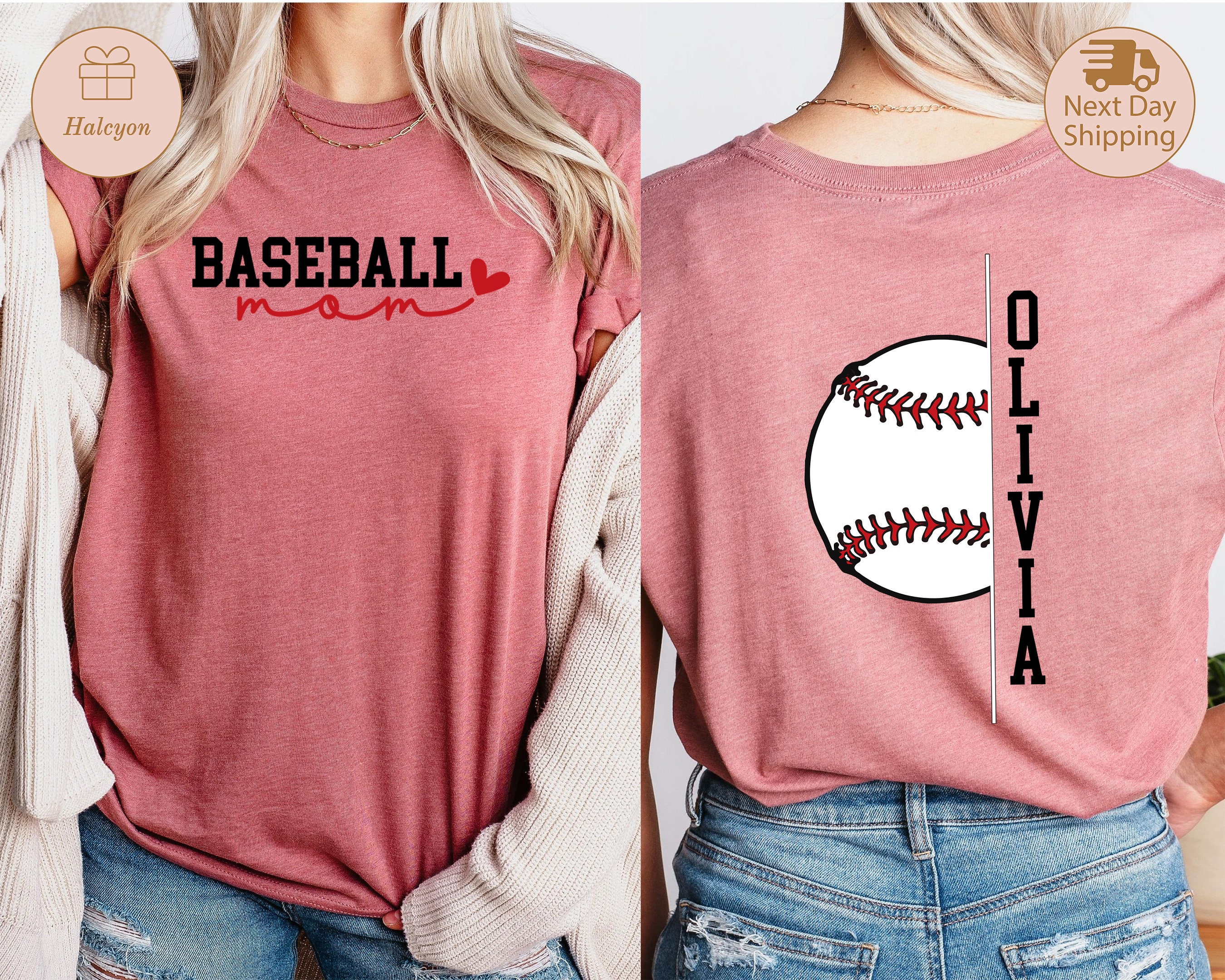 Custom Baseball Mom Shirt, Personalized Mom Baseball Tee, Baseball Top ...