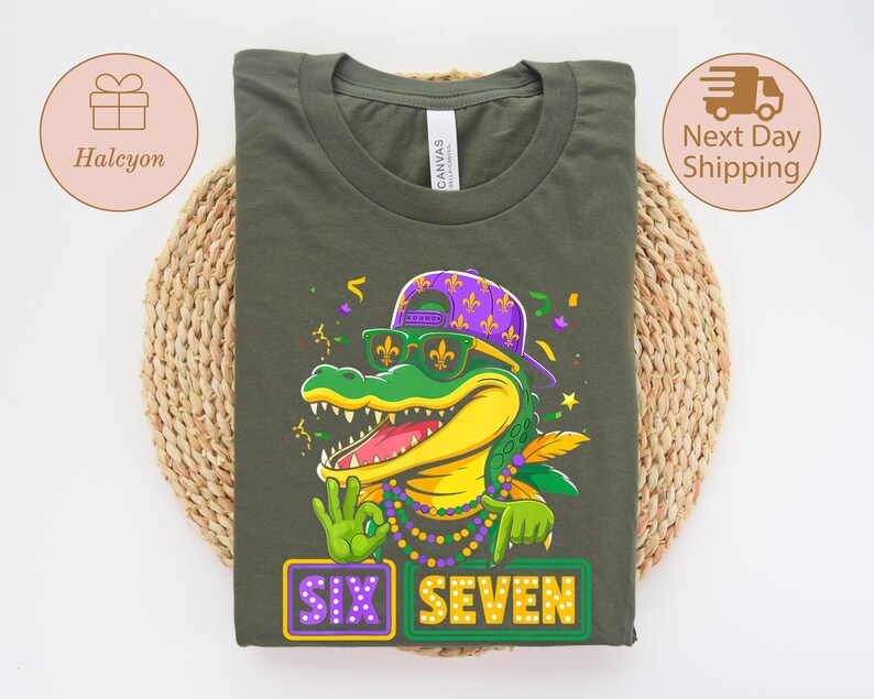 Mardi Gras 6 7 Meme Shirt, Alligator Mardigator Six Seven Tee, Funny ...