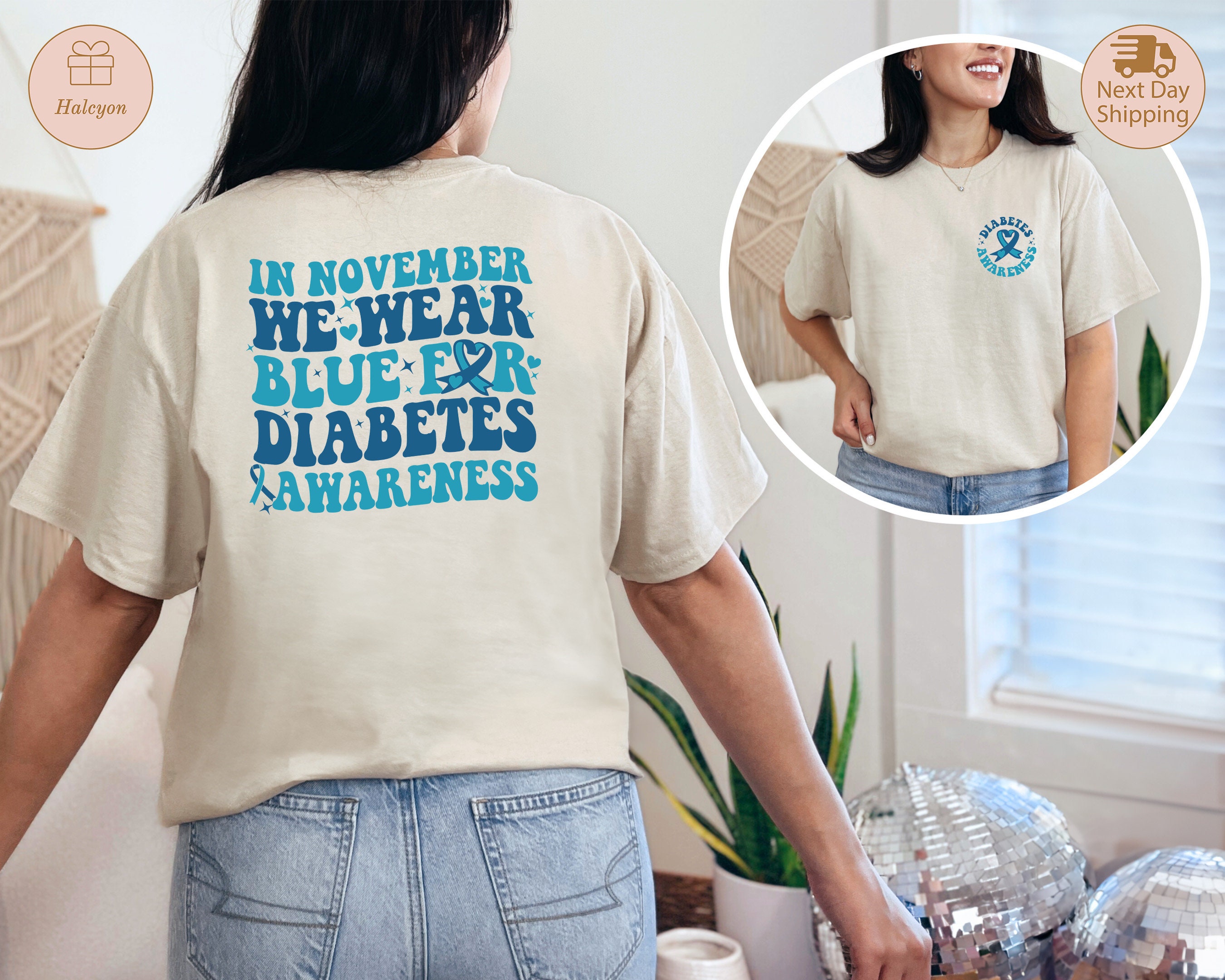Diabetes Awareness Shirt, Diabetic Life Tshirt, Blue Ribbon Shirt ...