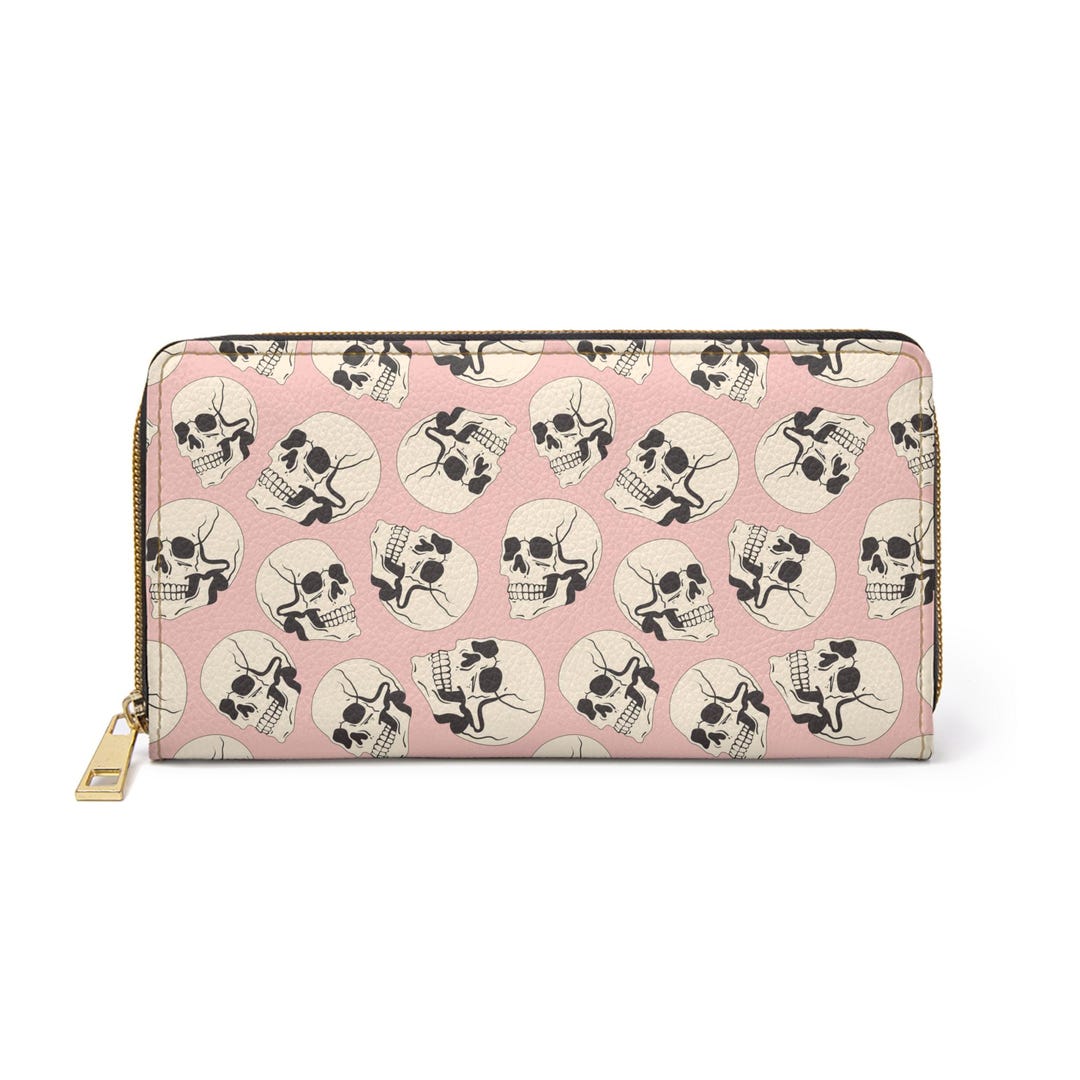 Pink Skull Zipper Wallet-skull Design - Etsy