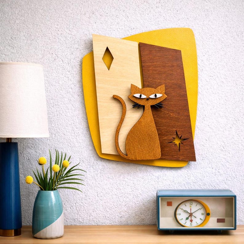 Mid Century Modern Atomic Cat-wall Decor-mid Modern-retro Design-mcm - Etsy