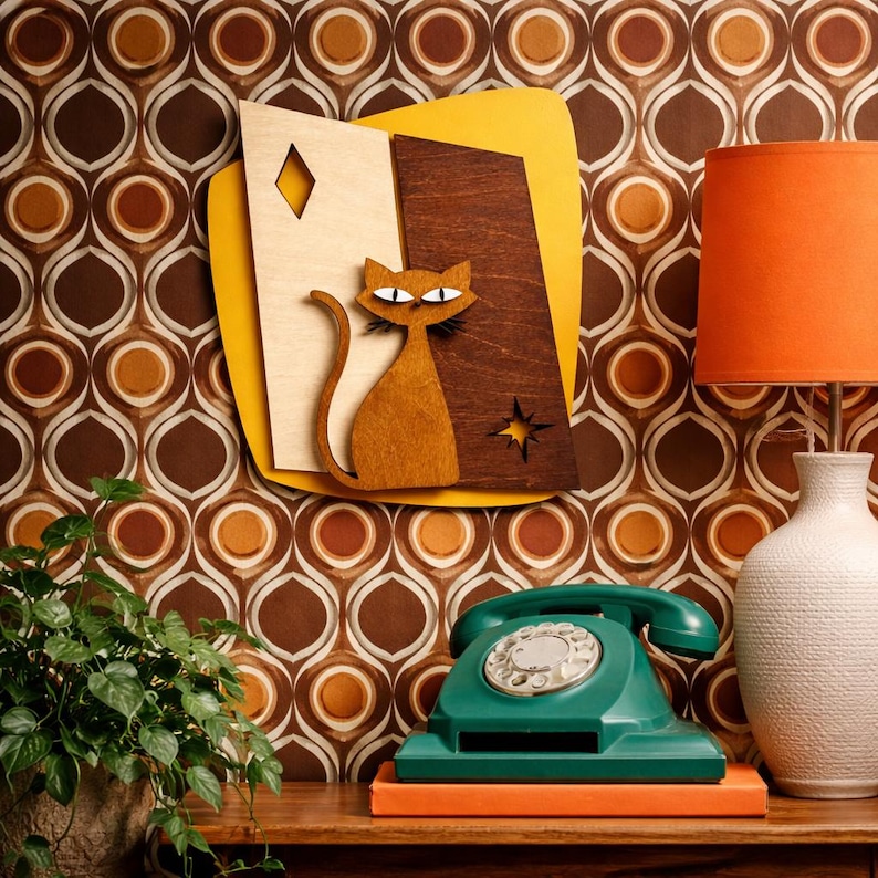 Mid Century Modern Atomic Cat-wall Decor-mid Modern-retro Design-mcm - Etsy