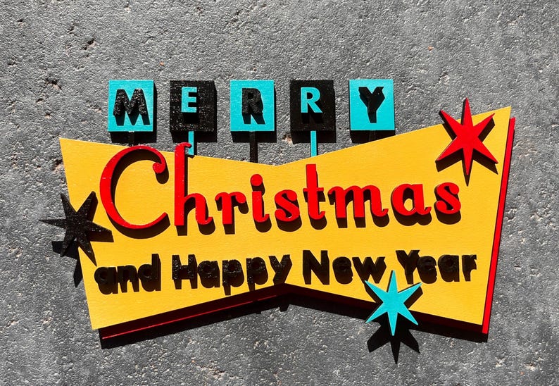 Mid Century Modern Christmas Sign- Wooden Wall Decor-mcm-mid Modern ...