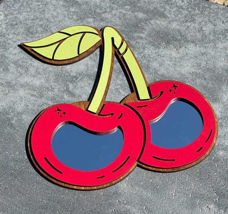 Mid Century Modern Cherries Mirror-mcm-retro Design - Etsy