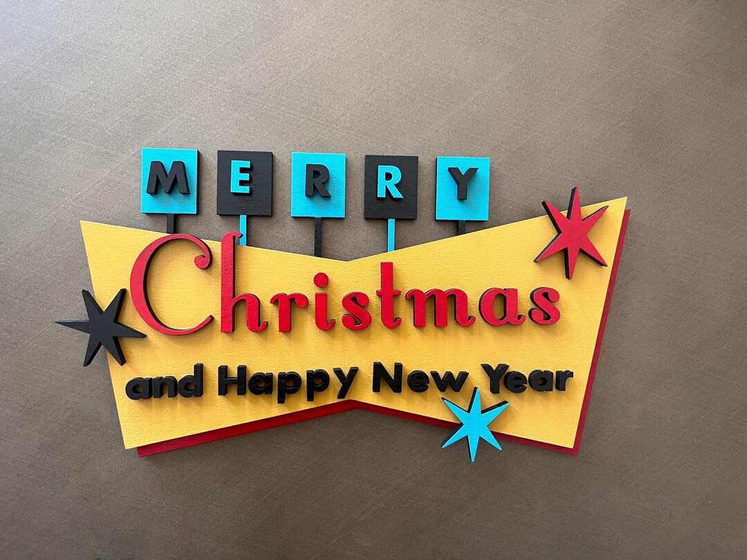 Mid Century Modern Christmas Sign- Wooden Wall Decor-mcm-mid Modern ...