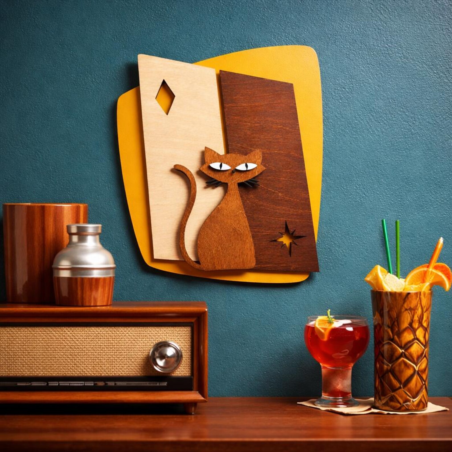 Mid Century Modern Atomic Cat-wall Decor-mid Modern-retro Design-mcm - Etsy