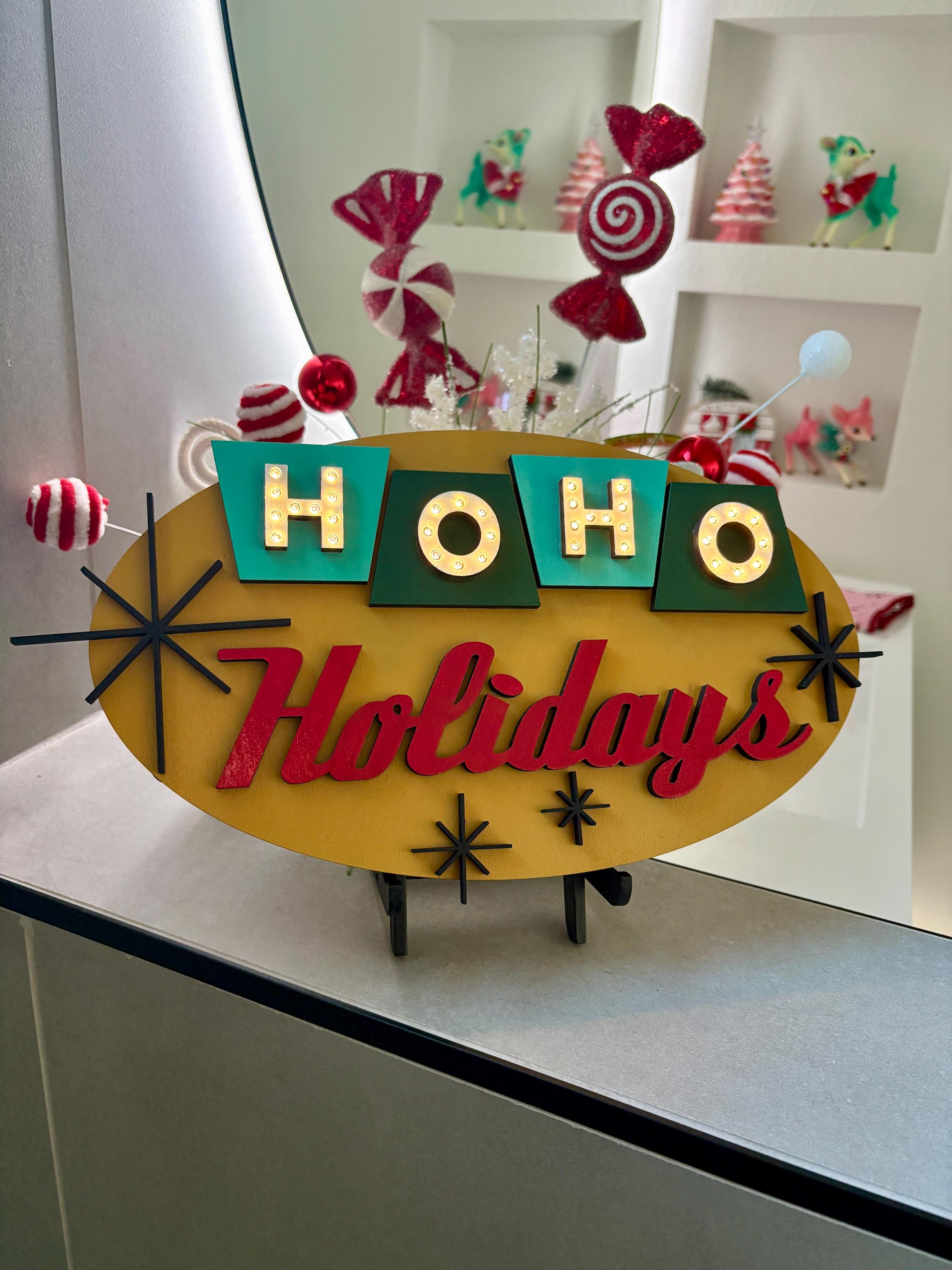 Mid Century Modern Light up Christmas Sign-mid Modern Wall Decor-ho Ho ...