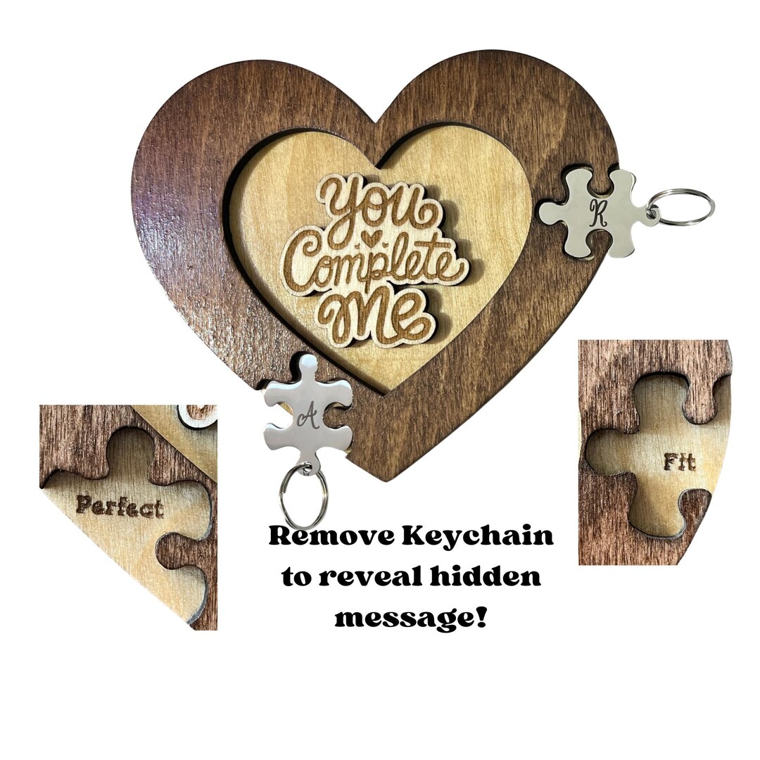 You Complete Me Heart With Removable Personalized Keychain Puzzle ...