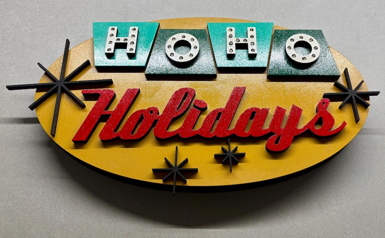 Mid Century Modern Light up Christmas Sign-mid Modern Wall Decor-ho Ho ...