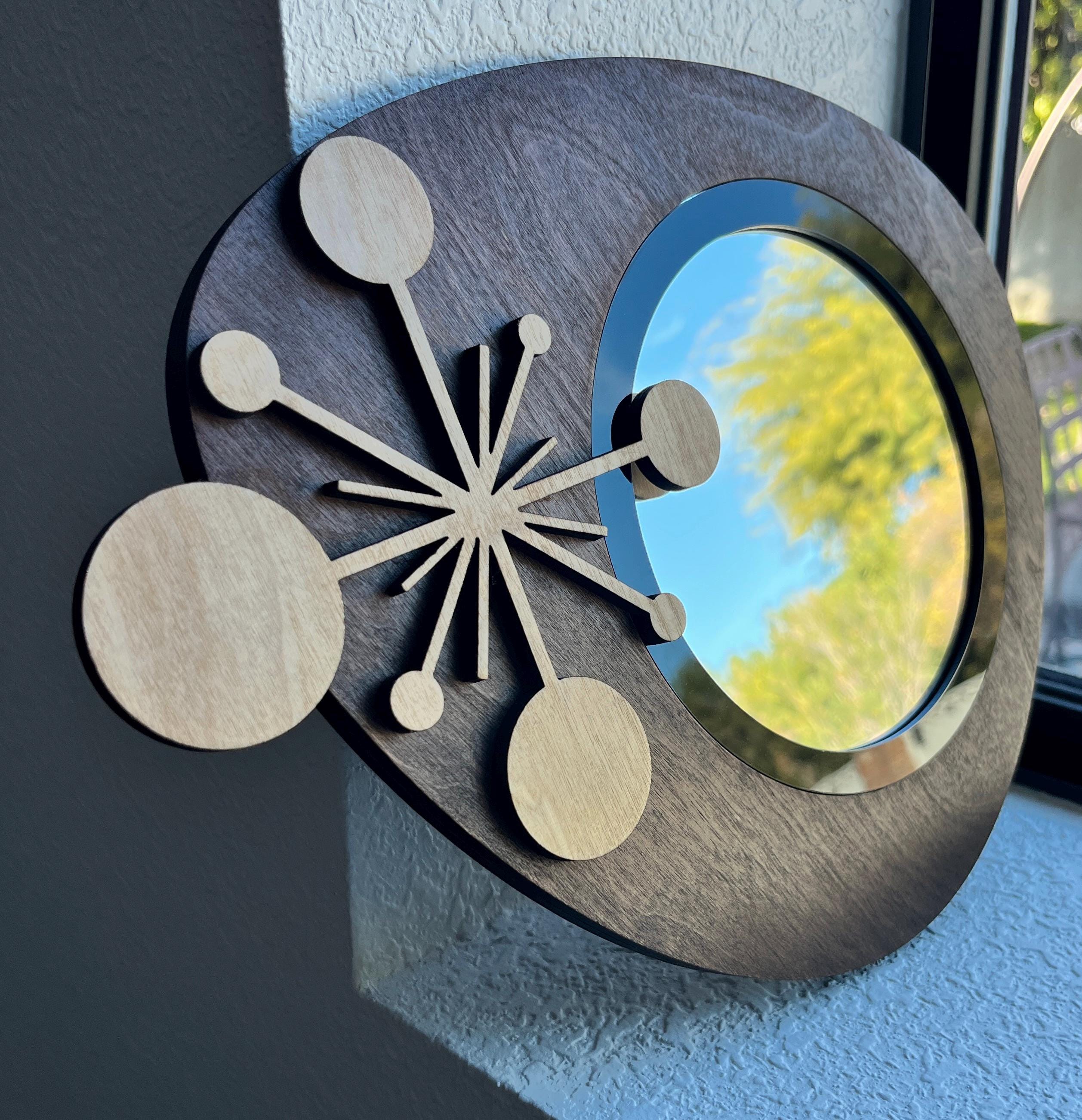 Mid Century Modern Mirror-mcm-wooden Wall Art-mid Modern Starburst ...