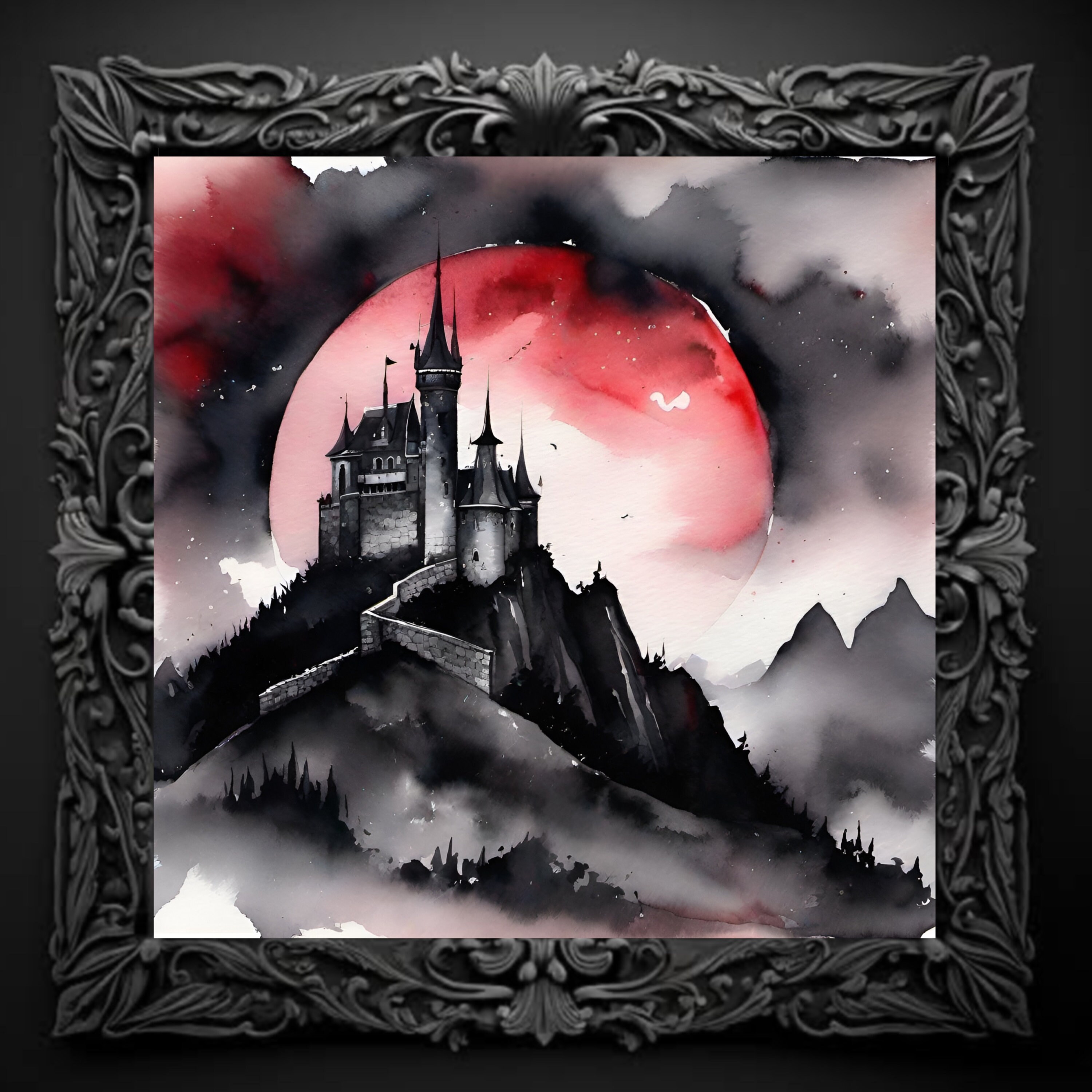 Blood Moon, Castle, Digital Download - Etsy