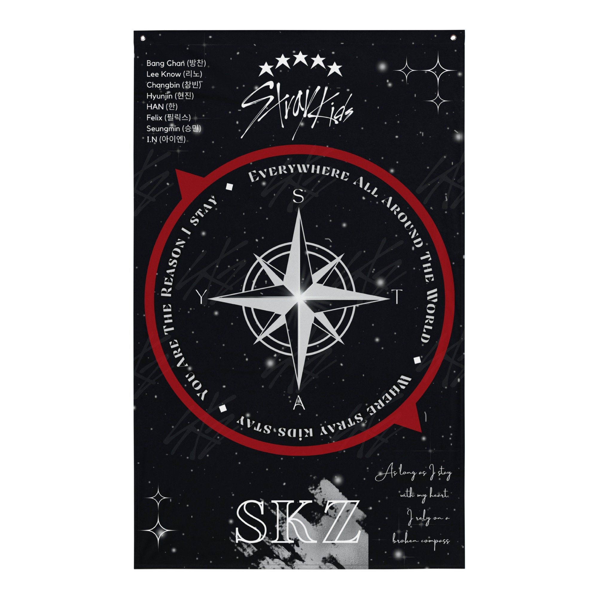 SKZ Broken Compass Flag Stray Kids Flag Stray Kids Broken Compass K-pop ...