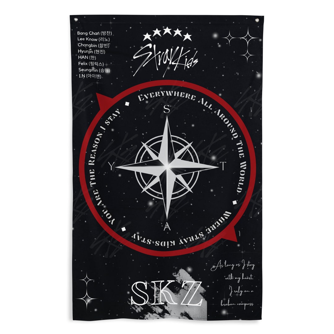 SKZ Broken Compass Flag Stray Kids Flag Stray Kids Broken Compass K-pop Band Wall Hanging Stray ...