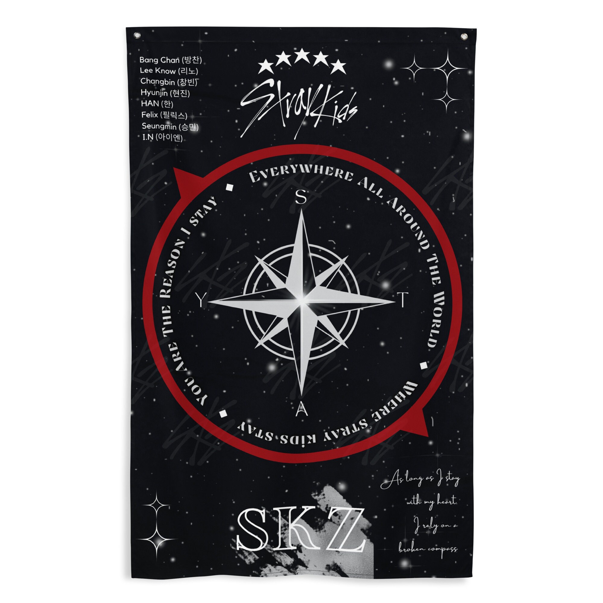 SKZ Broken Compass Flag Stray Kids Flag Stray Kids Broken Compass K-pop ...