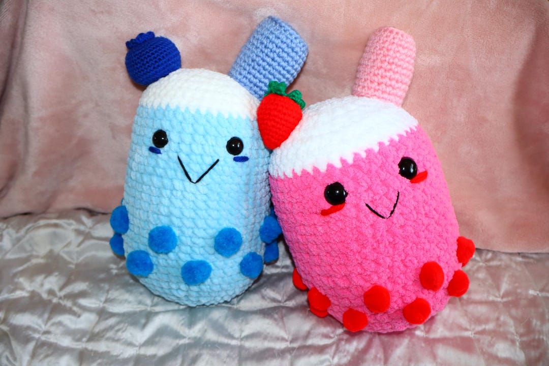 His & Hers Boba Plushies – Handmade Crochet Blueberry Boba and ...