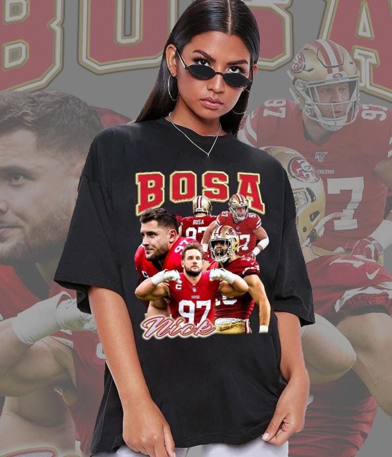 Limited Nick Bosa Shirt Vintage 90s Graphic Shirt, Defensive End Homage ...
