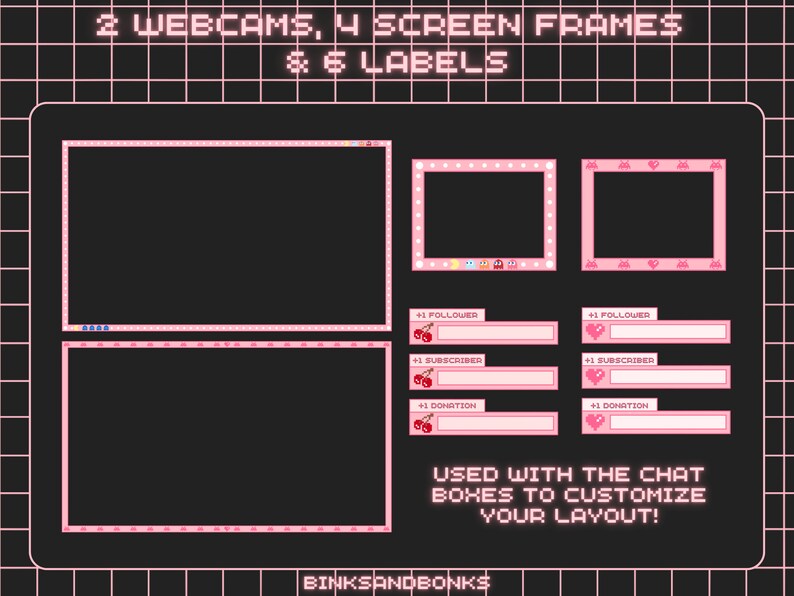 Pink Retro Arcade Stream Package Animated Twitch Overlays Girly Cute Arcade Games - Etsy