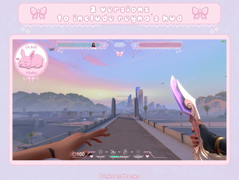 Pixel Pink Bow Valorant HUD Overlay | Pixel Art Stream Decor for Twitch ...