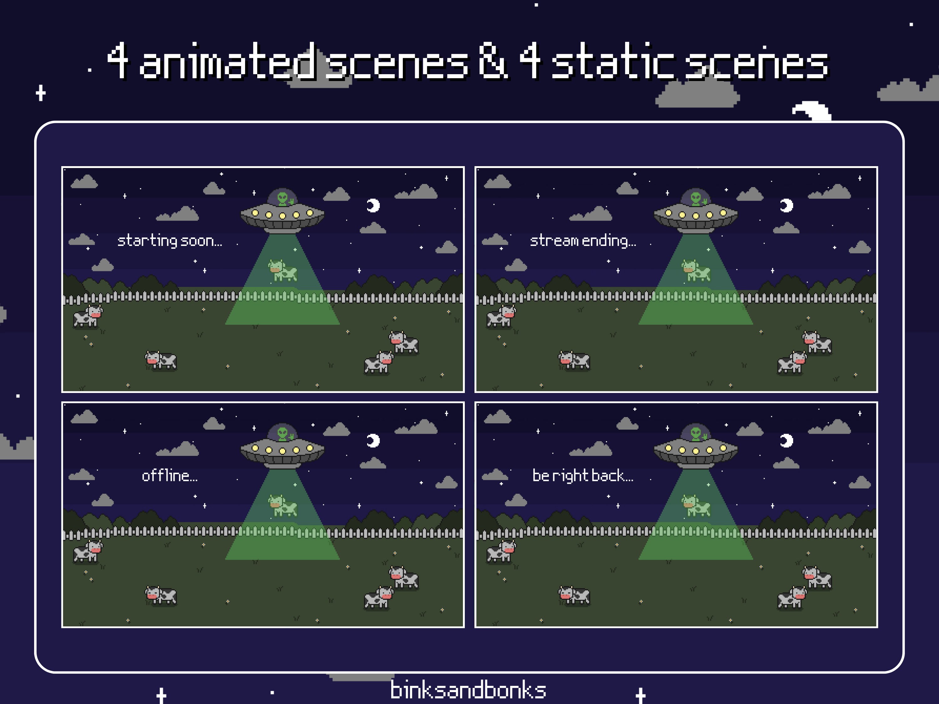 Alien Abduction Animated Stream Scenes Pixel Art Graphics for Twitch ...