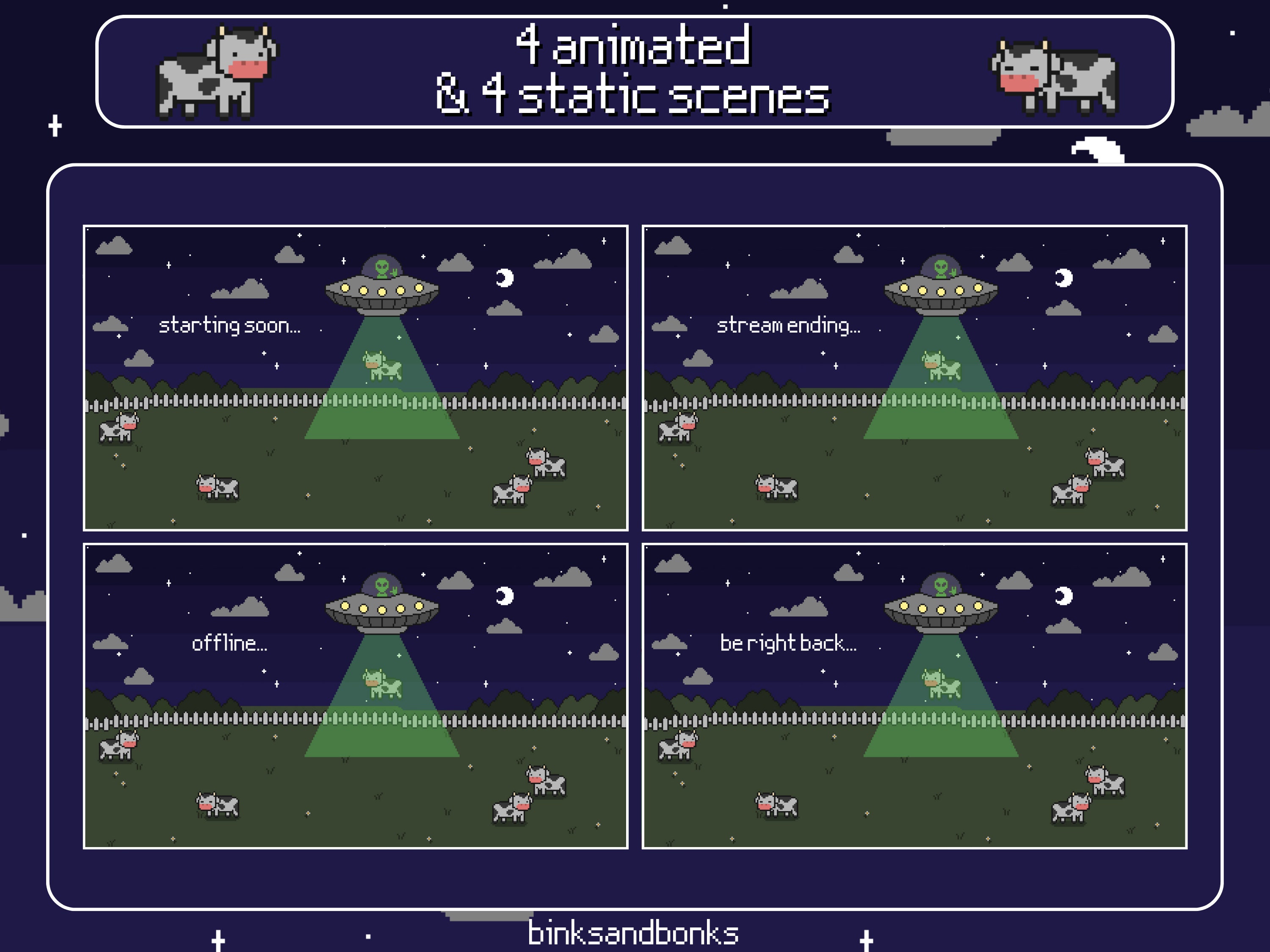 Alien Abduction Animated Stream Scenes | Pixel Art Graphics for Twitch ...