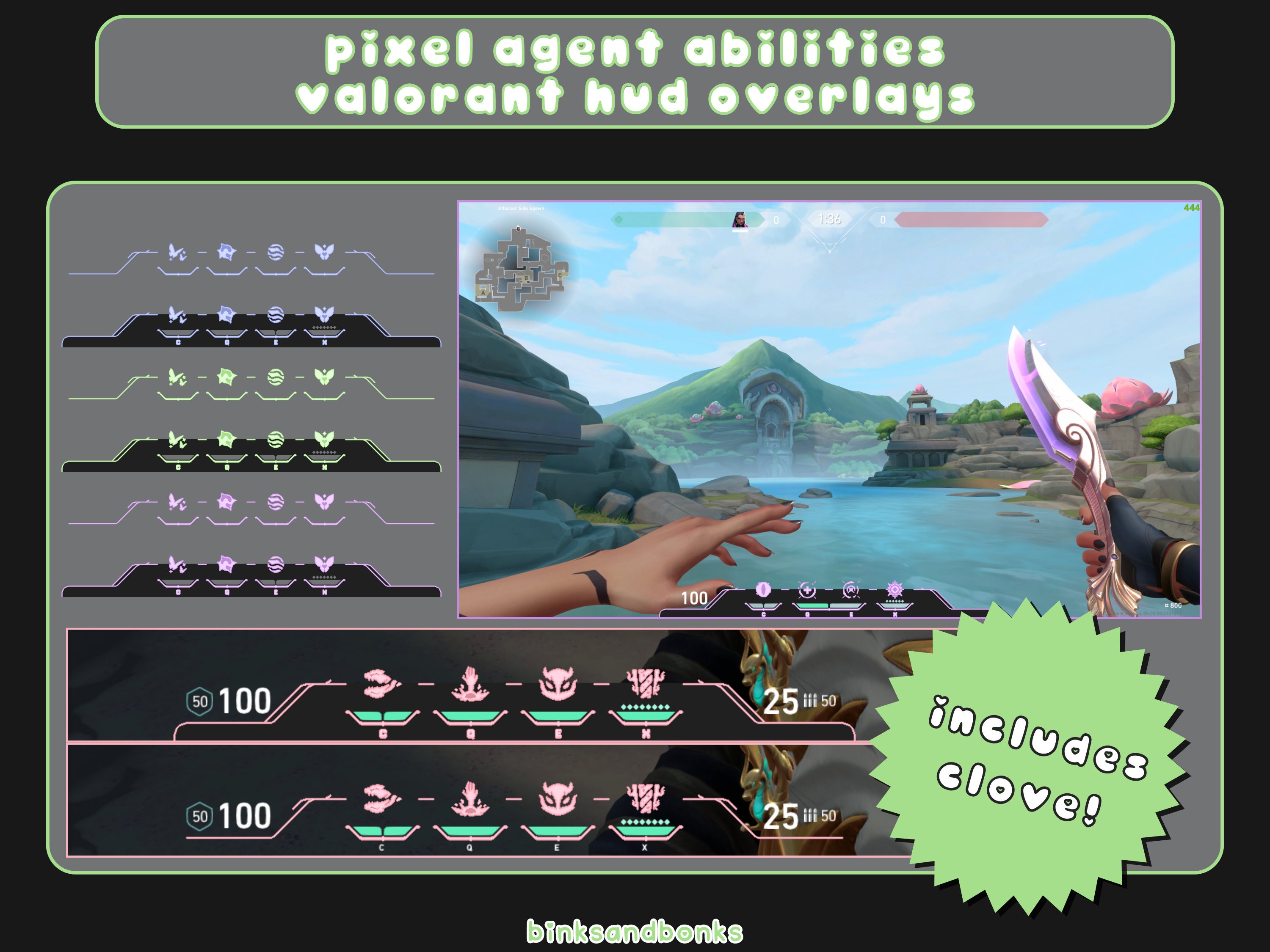 Pixel Agent Abilities Valorant HUD Overlays | Includes All 24x Agents ...
