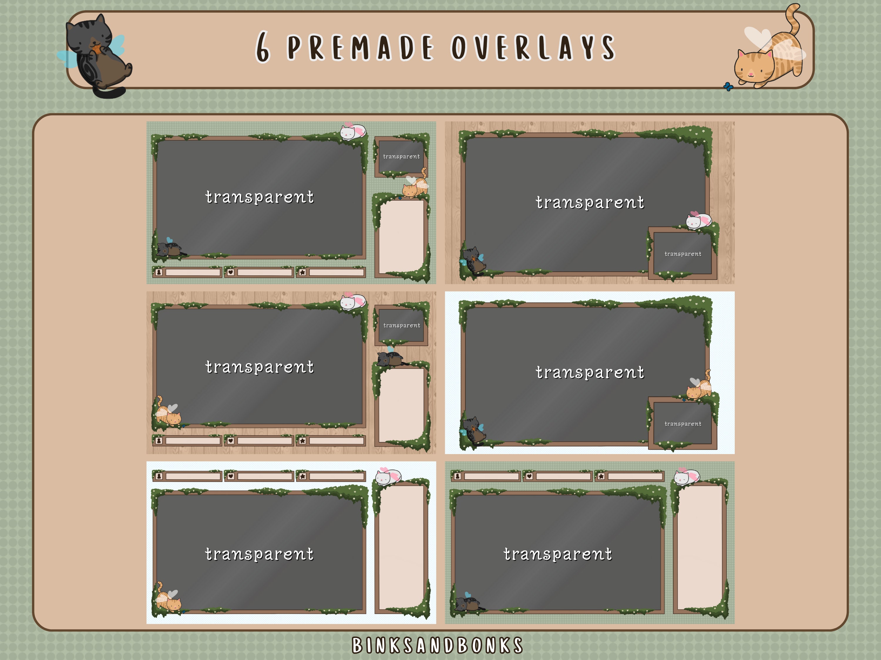 Fairy Cats Stream Package Animated Twitch Overlays Cottagecore Mushroom ...