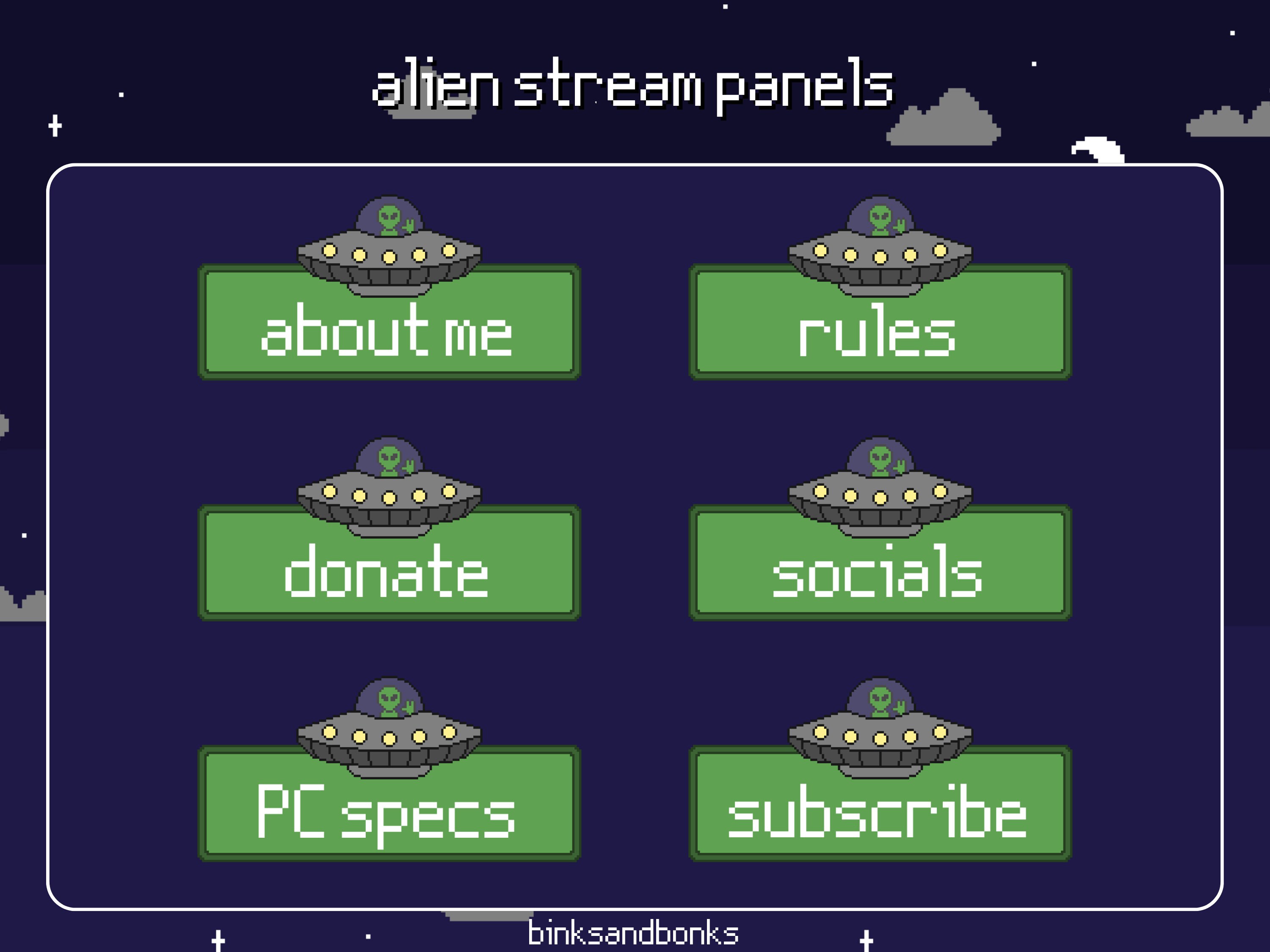 38 Alien Stream Panels Graphics for Twitch, Youtube, Kick Pixel Art UFO ...