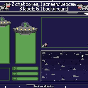 Alien Abduction Stream Package | Pixel Art Twitch Overlay | UFO Alien ...