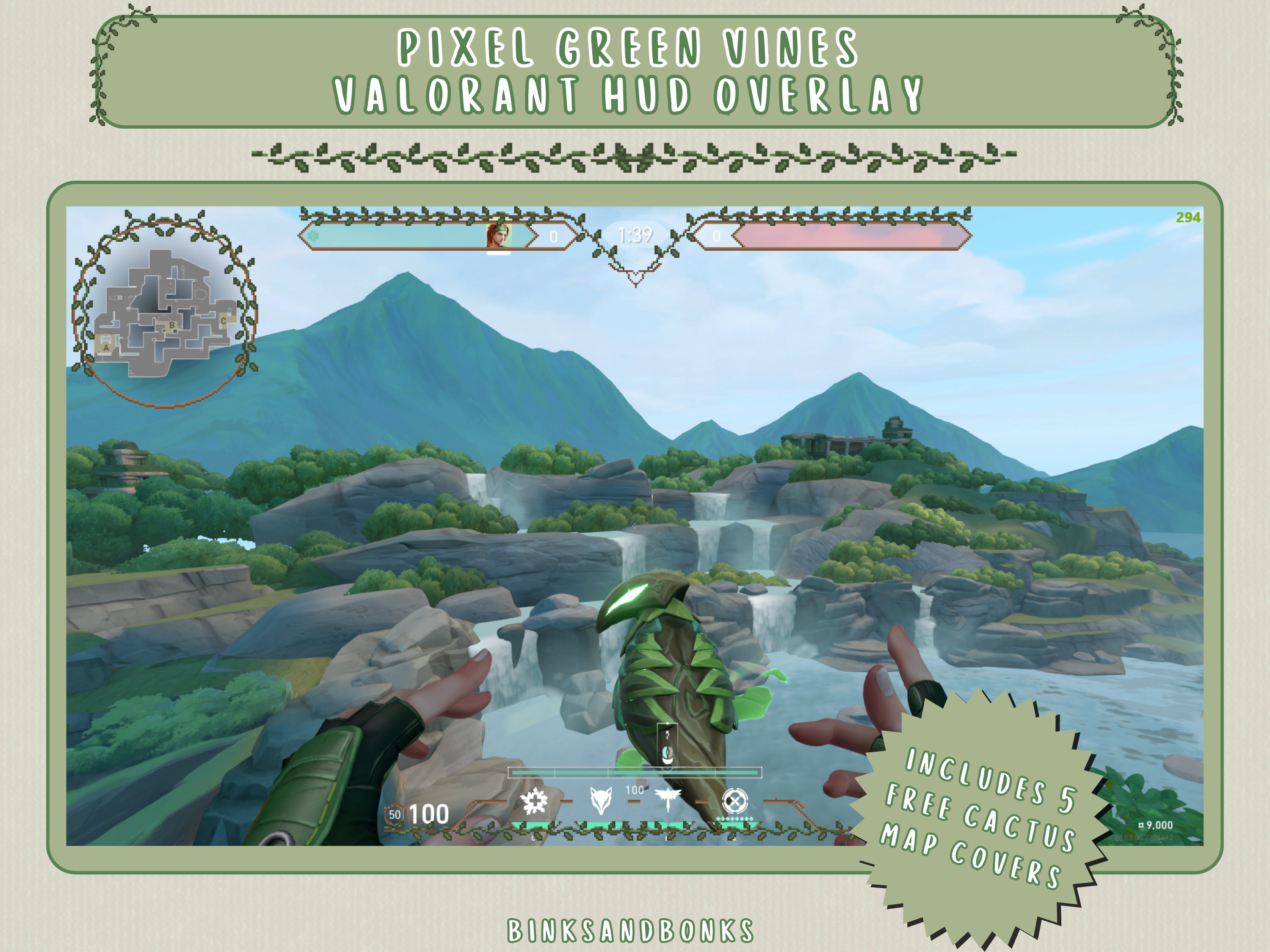 Pixel Green Vines Valorant HUD Overlay Pixel Art Stream Decor for ...
